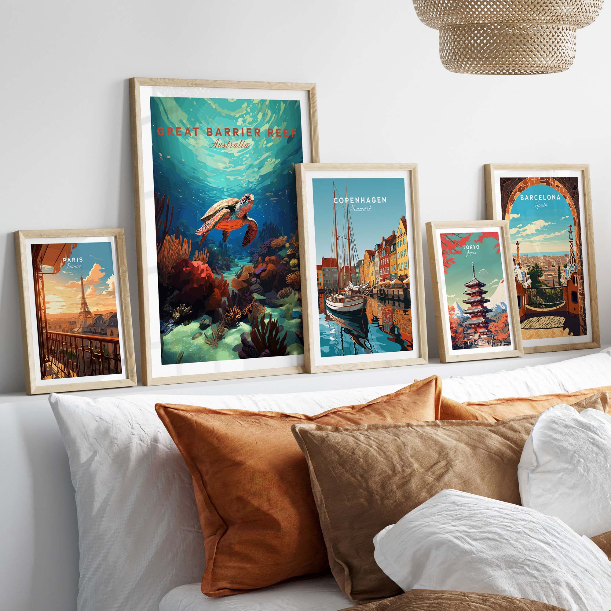 Great Barrier Reef Poster with Turtle exclusive at This Art World