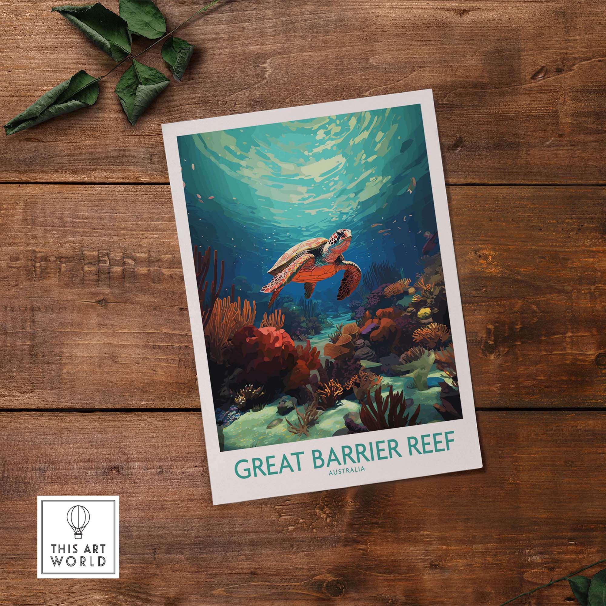 Great Barrier Reef Wall Art with Turtle exclusive at This Art World