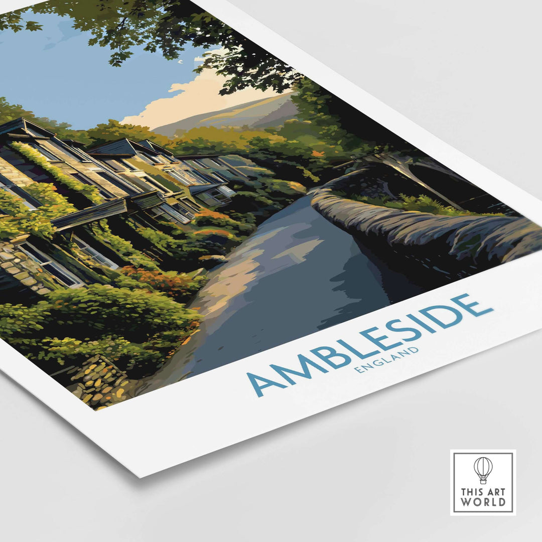 Ambleside England Lake District Cottages Art Print | Historic Village ...