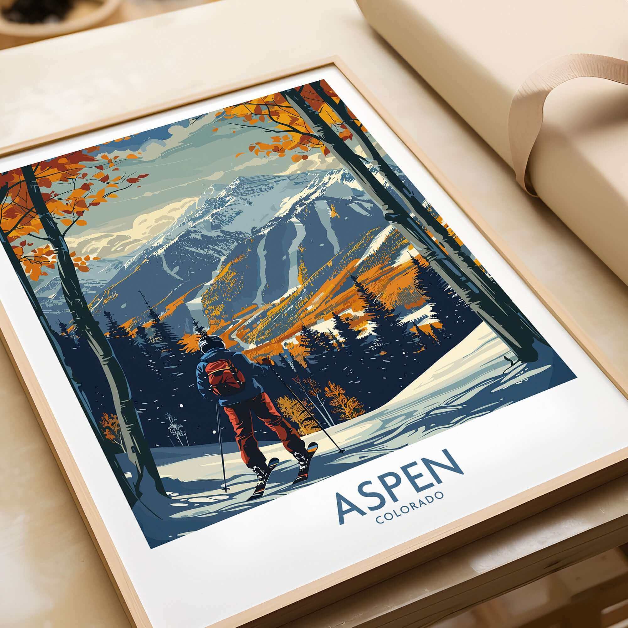 Aspen Ski Print Poster - Classic Alpine Decor