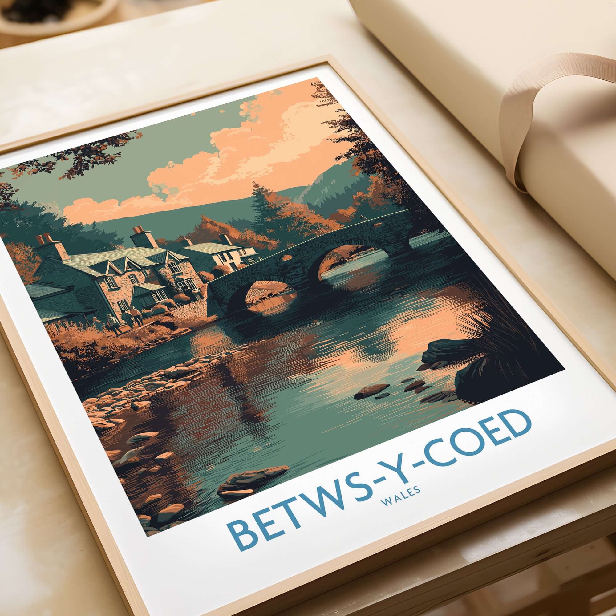 Betws-y-Coed Wales Poster - Riverside Cottages Decor