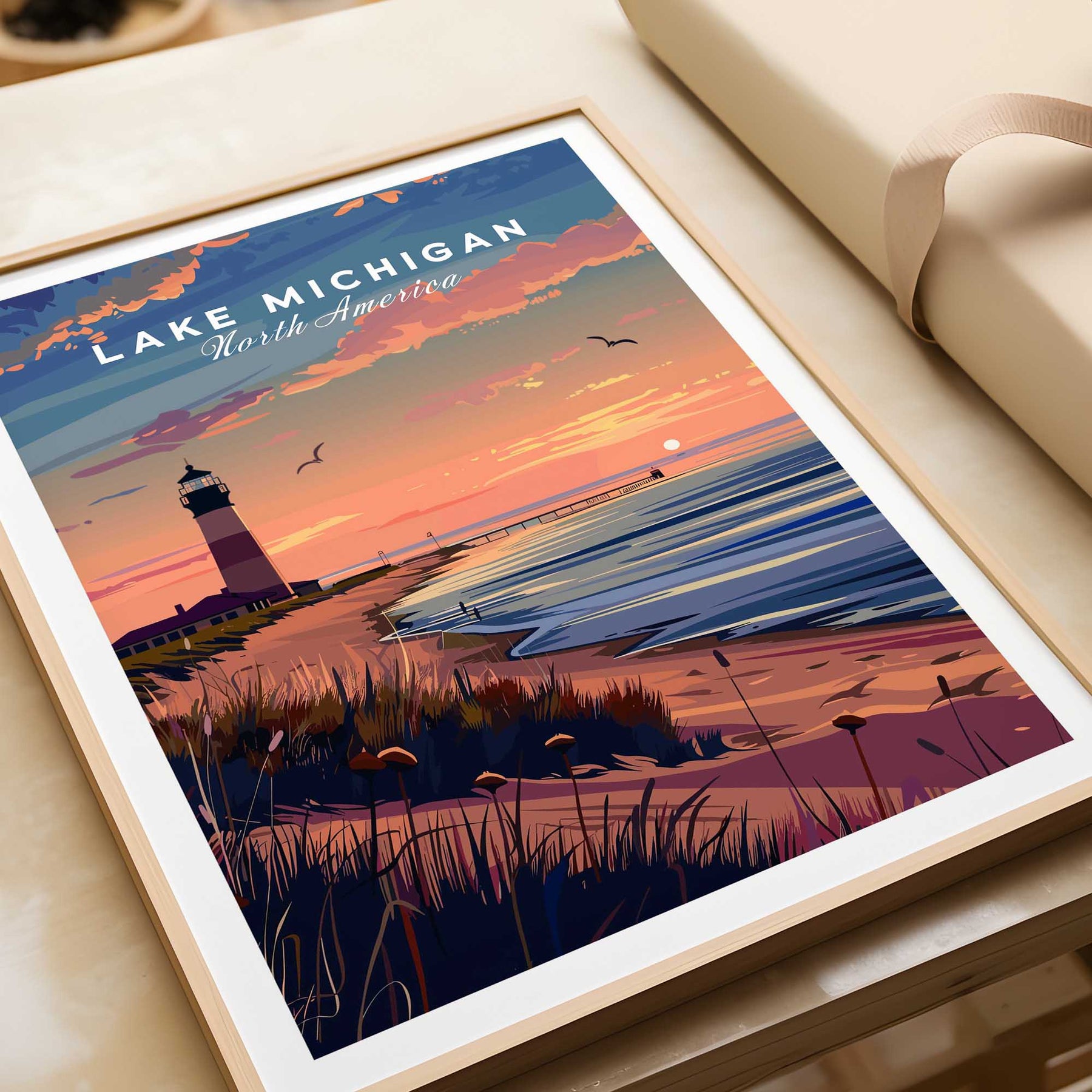 Lake Michigan Travel Poster - Great Lakes Art
