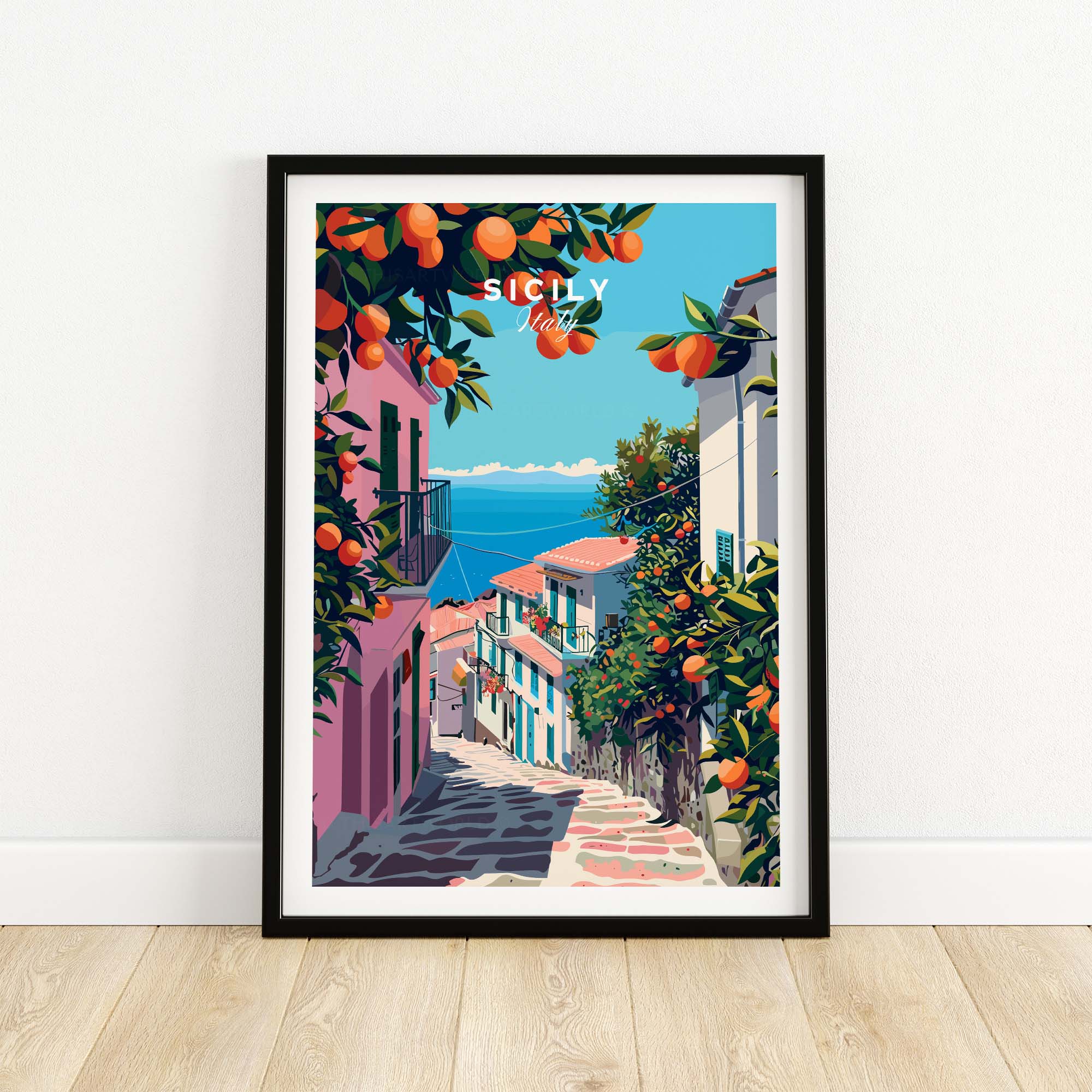 Sicily Travel Poster - Vibrant Italian Island Art