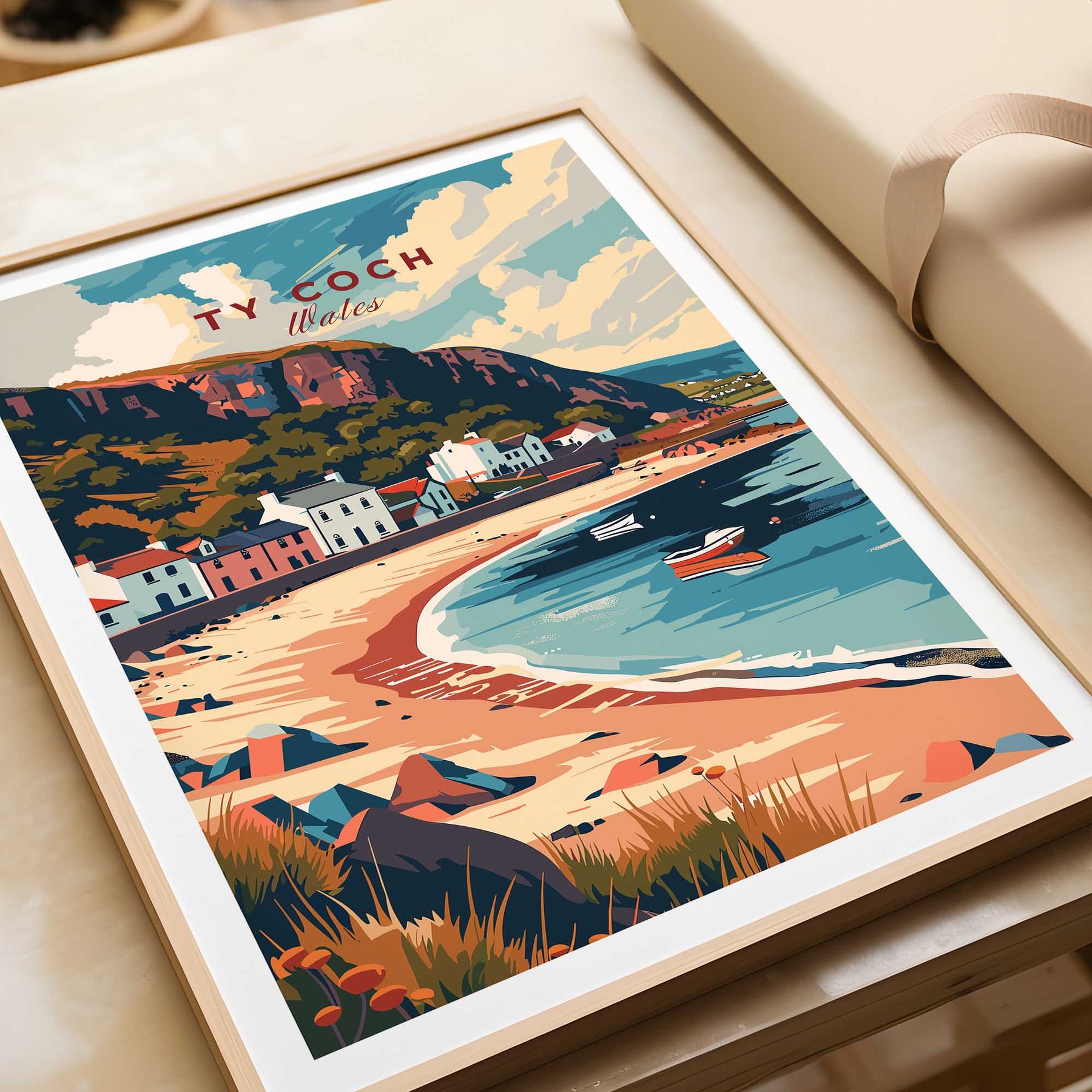 Ty Coch Wales Poster - Scenic Welsh Travel Print