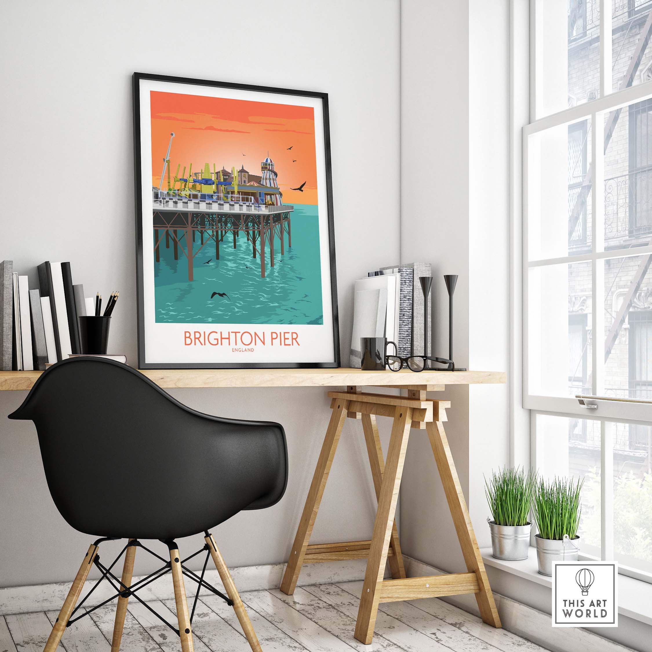 Brighton Pier Poster Print - Coastal Wall Art | ThisArtWorld