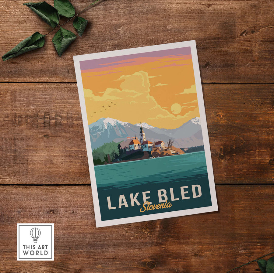Lake Bled Print Slovenia - Vintage Travel Poster – This Art World