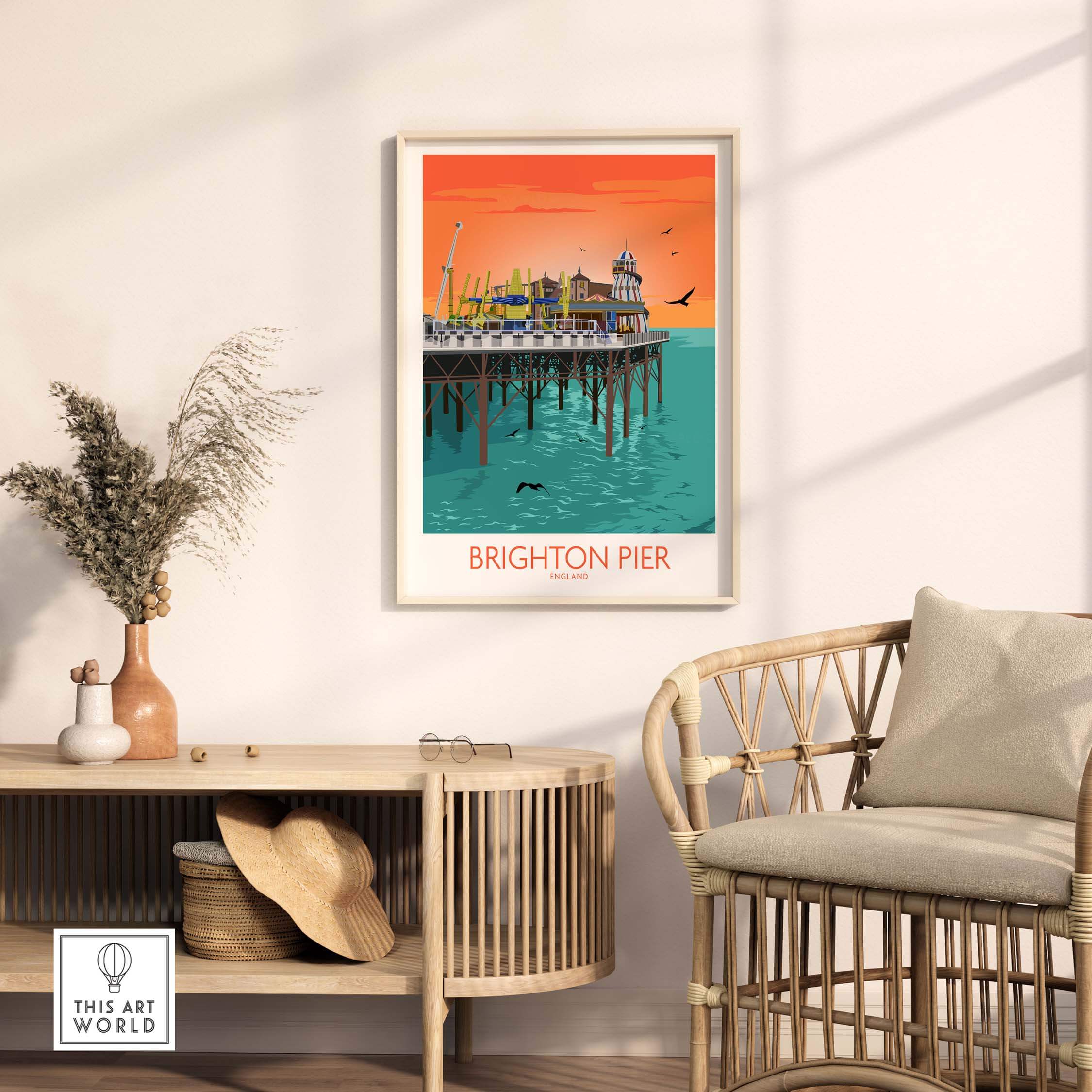 Brighton Pier Poster Print - Coastal Wall Art | ThisArtWorld